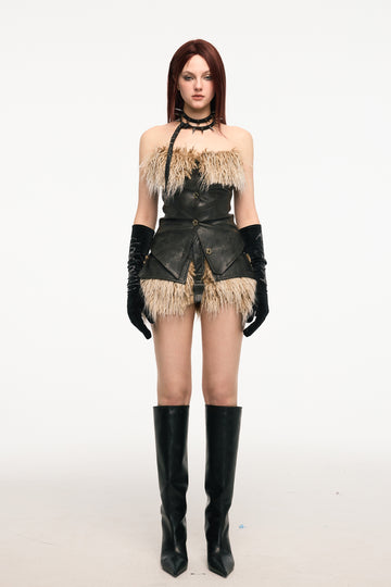 VICE CITY leather fur tube top – Dragon Star